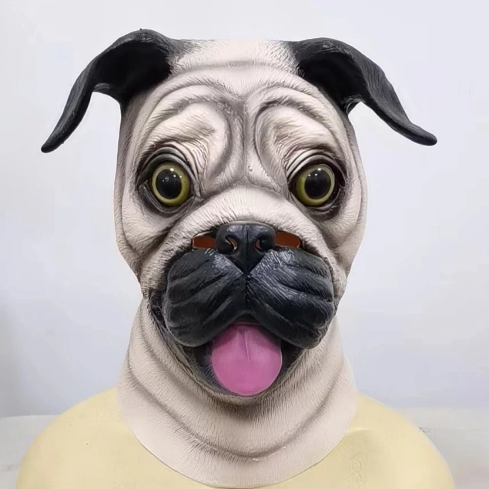 Latex Animal Mask Full Face Head Cosplay Fancy Dress Pug Dog Costume ...
