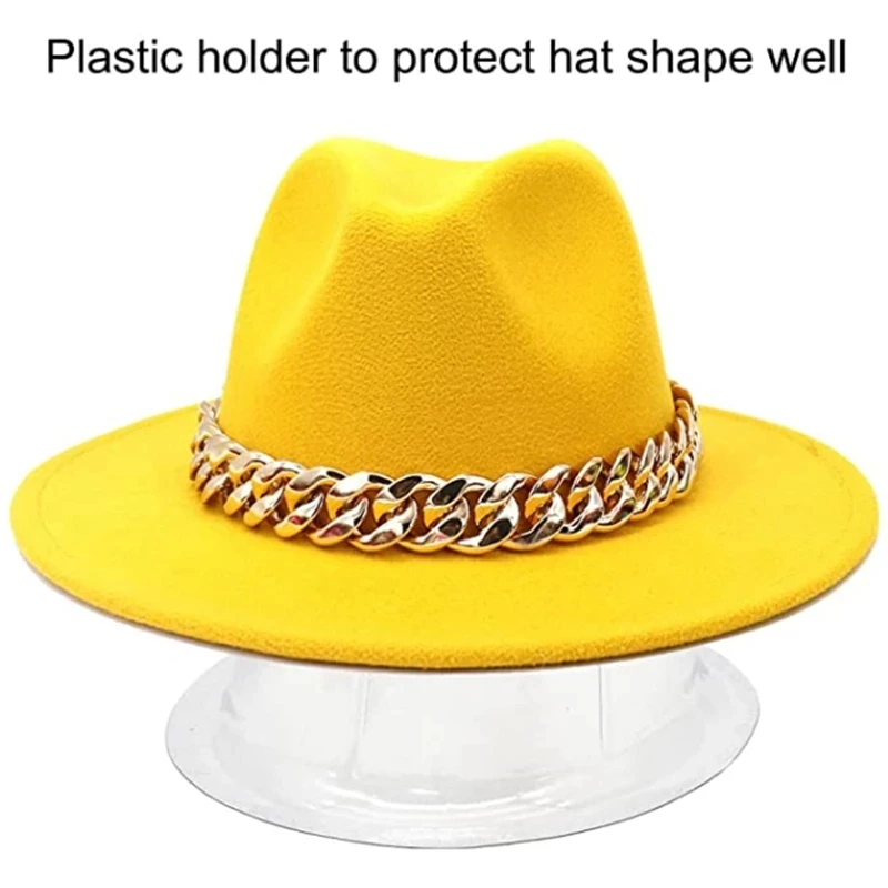 women-fedoras-golden-chain-fedora-hat-women-men-wide-brim-solid-color ...