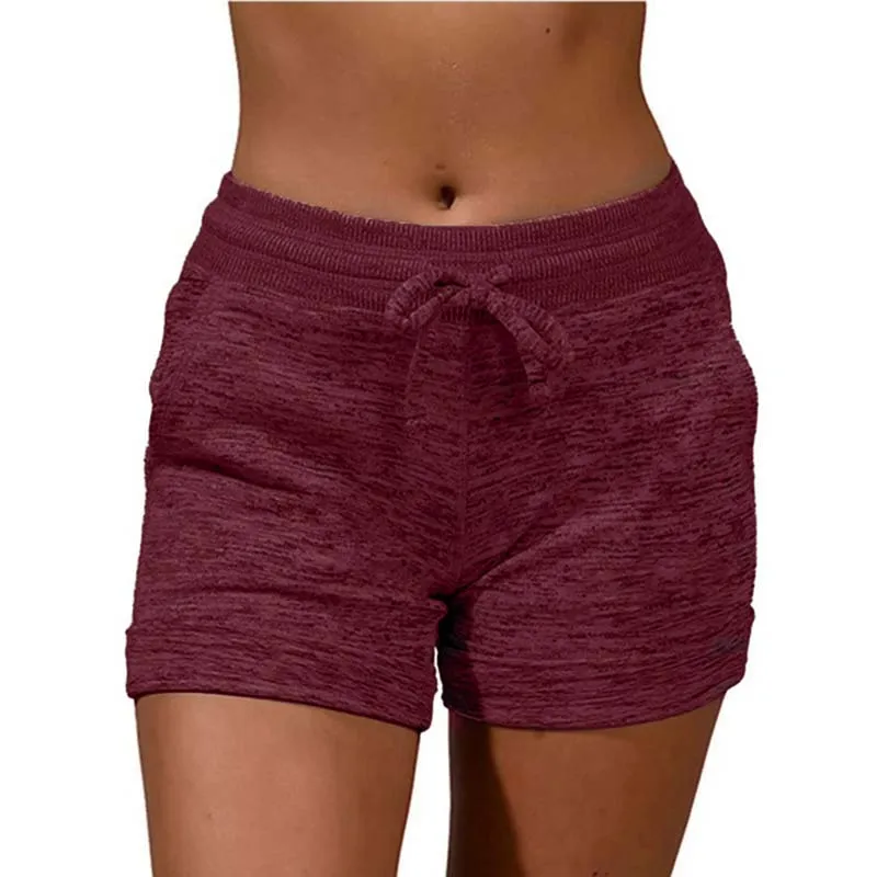 Women's Shorts Elastic Drawstring Solid Sports Straight Pants Summer ...