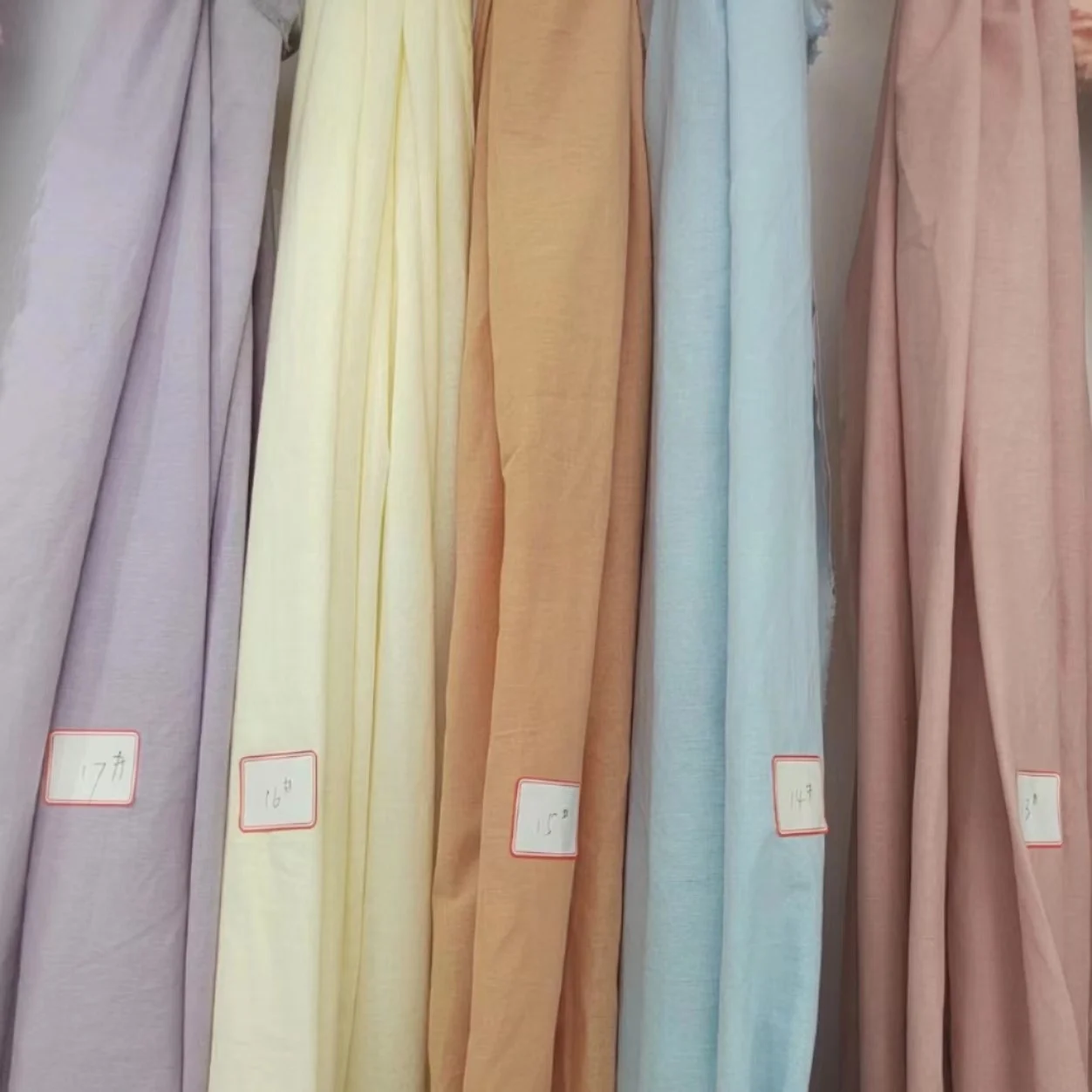 Sample of all cotton fabric with dyed and washed cotton color card