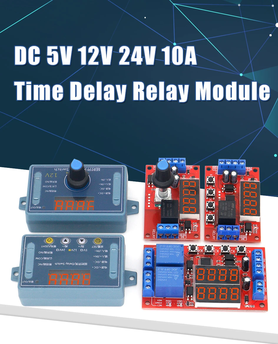 Регулируемый Модуль реле задержки времени, светодиодный цифровой таймер ...