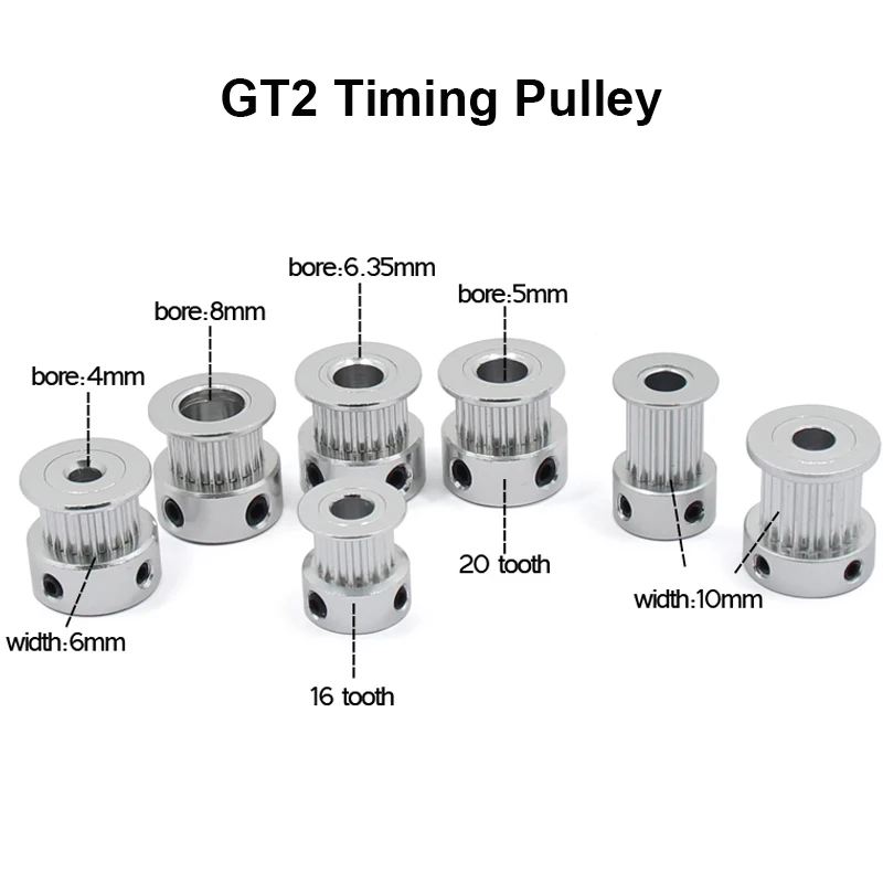 2-Pcs-GT2-Timing-Pulley-2GT-16-Tooth-20-Teeth-Aluminum-Bore-5mm-8mm ...