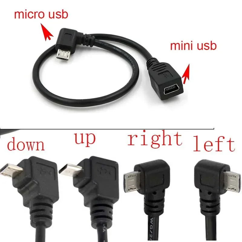 90-Degree-Angle-Micro-Male-To-Mini-Female-USB-Adapter-Converter-Data ...