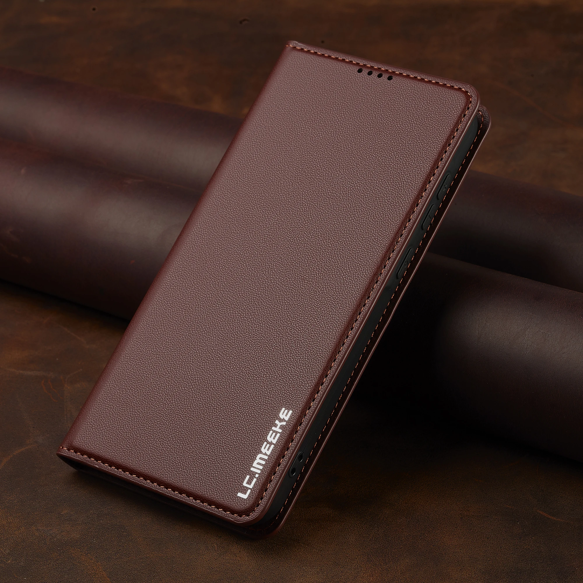 Premium Flip Leather Business Phone Cover for Samsung A35 (Brown)