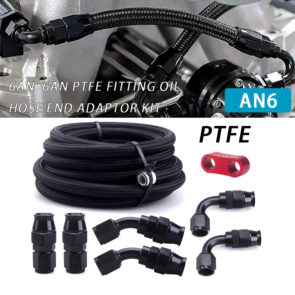 Fitting-Adapter-AN6-Hose-Braided-PTFE-Brake-Hose-Fuel-Oil-Line-Kit-3m ...