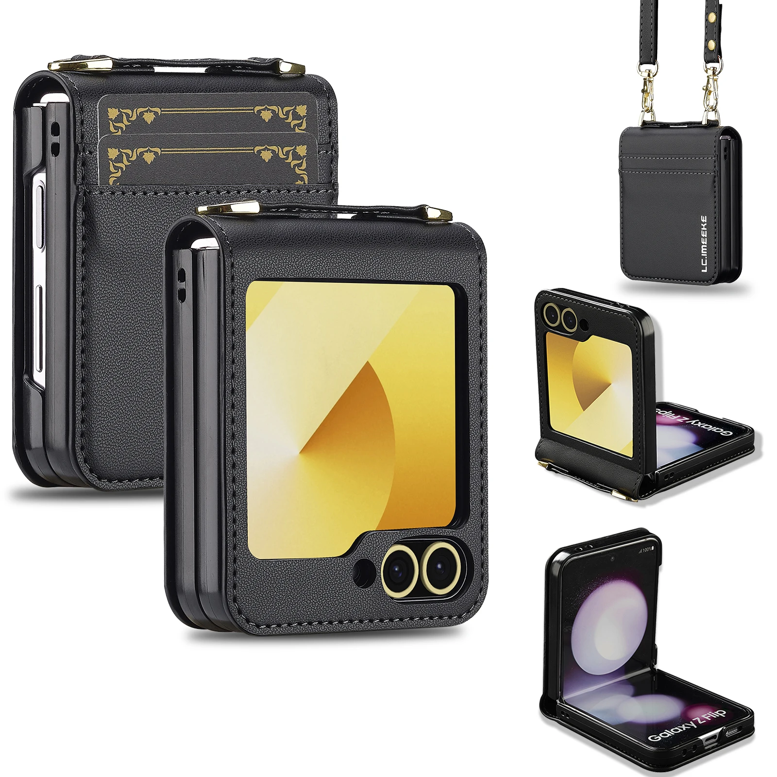 Luxury Leather Wallet Case for Samsung Z flip 3 4 5 6 Galaxy Z fold 3 4 ...