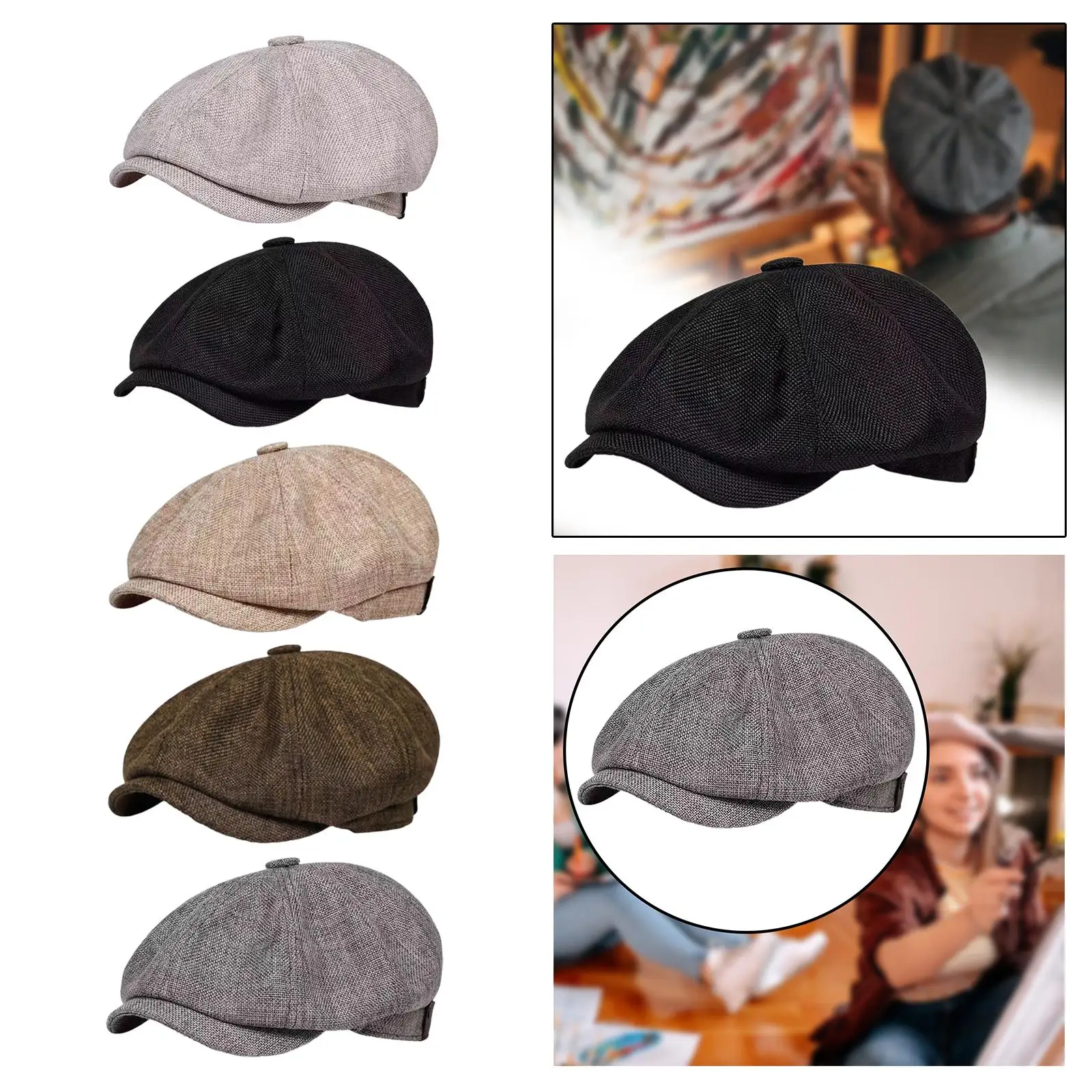 Beret Hat Fashion British Paperboy Painter Hats Tweed Hat Cabbie Hat ...