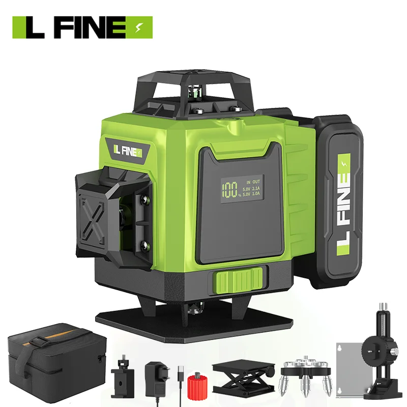 LFINE-Laser-Level-16-Lines-4D-Green-Light-Beams-360-Horizontal-Vertical ...