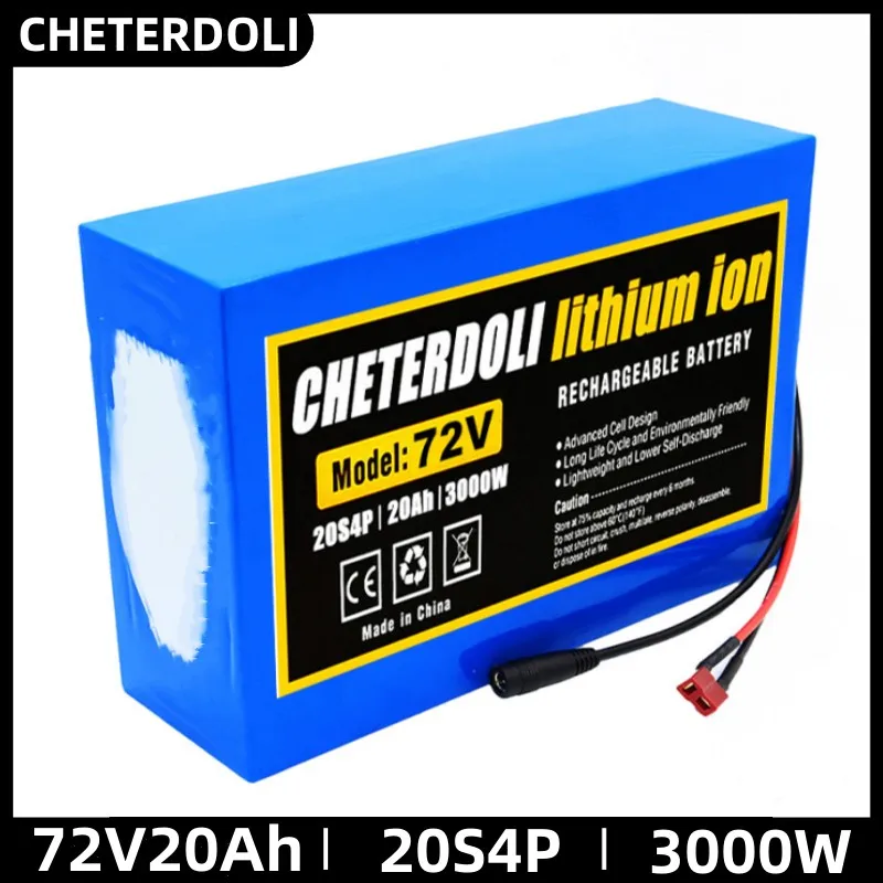 E Bike 21700 Lithium Akku 72V 20Ah 20S4P 84V Elektrische Fahrrad Roller Motorrad BMS 3000W high ...