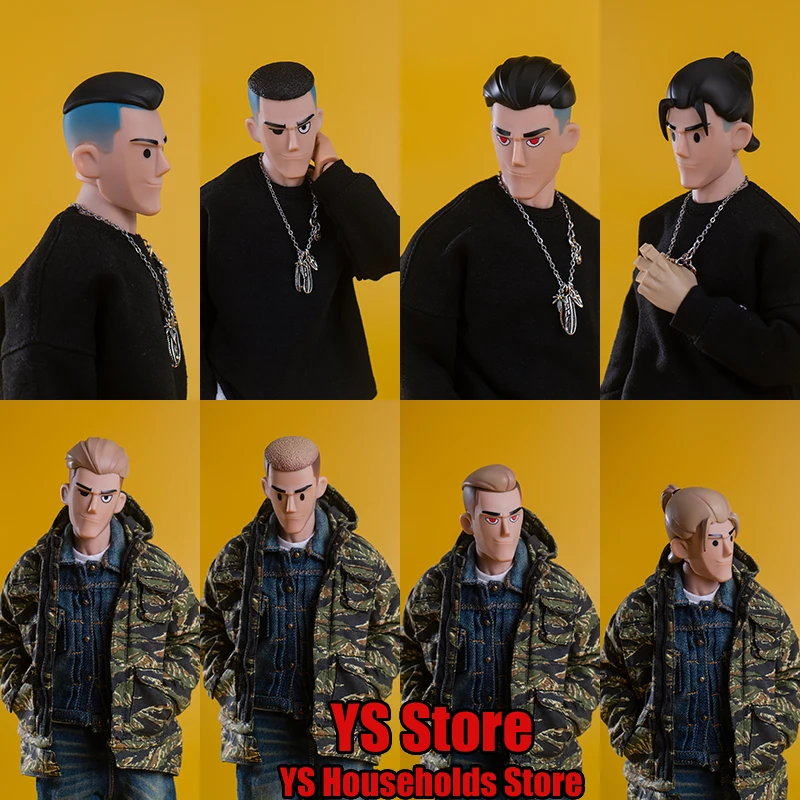 TrickyMan12 1/6 Black Light Coffee Hair Design Trendy Boy Action Figure ...