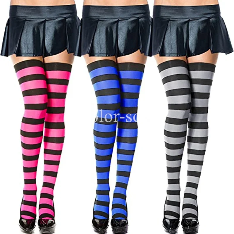 Compression-Socks-colorful-Stripe-Thigh-High-Over-The-Knee-High-Socks ...