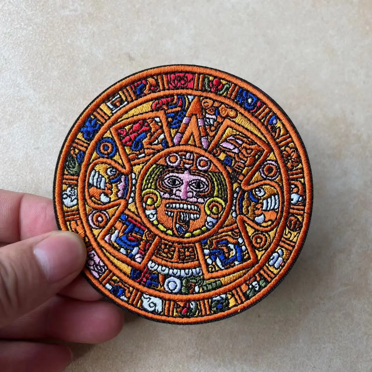 Mayan-Calendar-Patch-Embroidered-Aztec-Sunstone-Magic-Patch-Sleeve ...