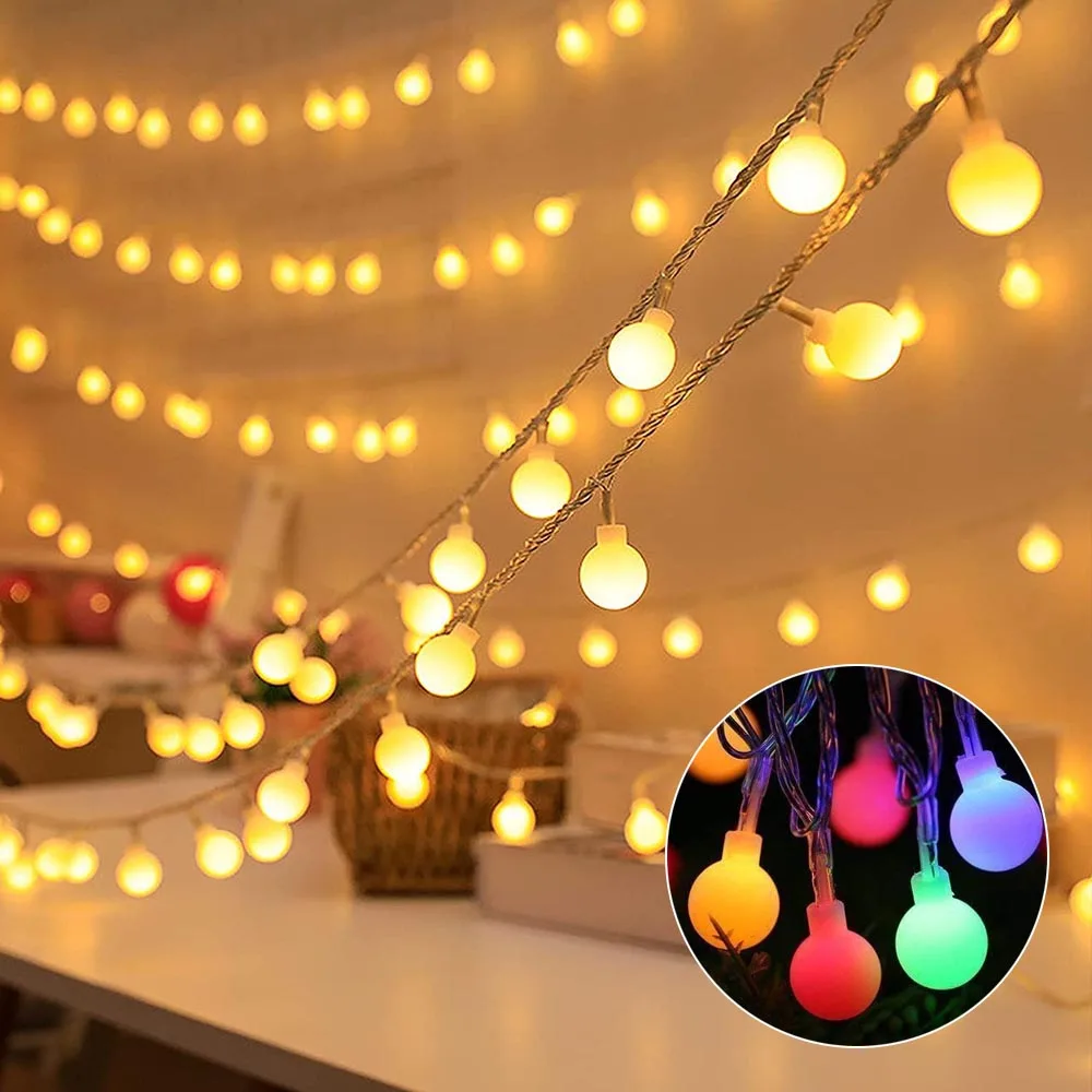 LED Globe Ball String Lights Battery Power Twinkle Lighting Christmas ...
