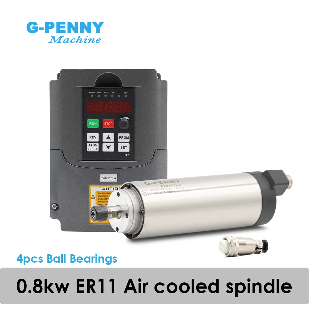 220v 800w Er11 Air Cooled Spindle Motor 4 Bearings 0.8kw Air Cooling ...