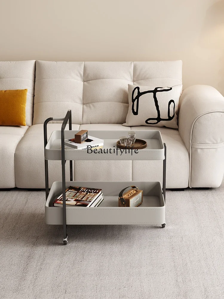 Italian-light-luxury-saddle-leather-removable-living-room-sofa-trolley ...