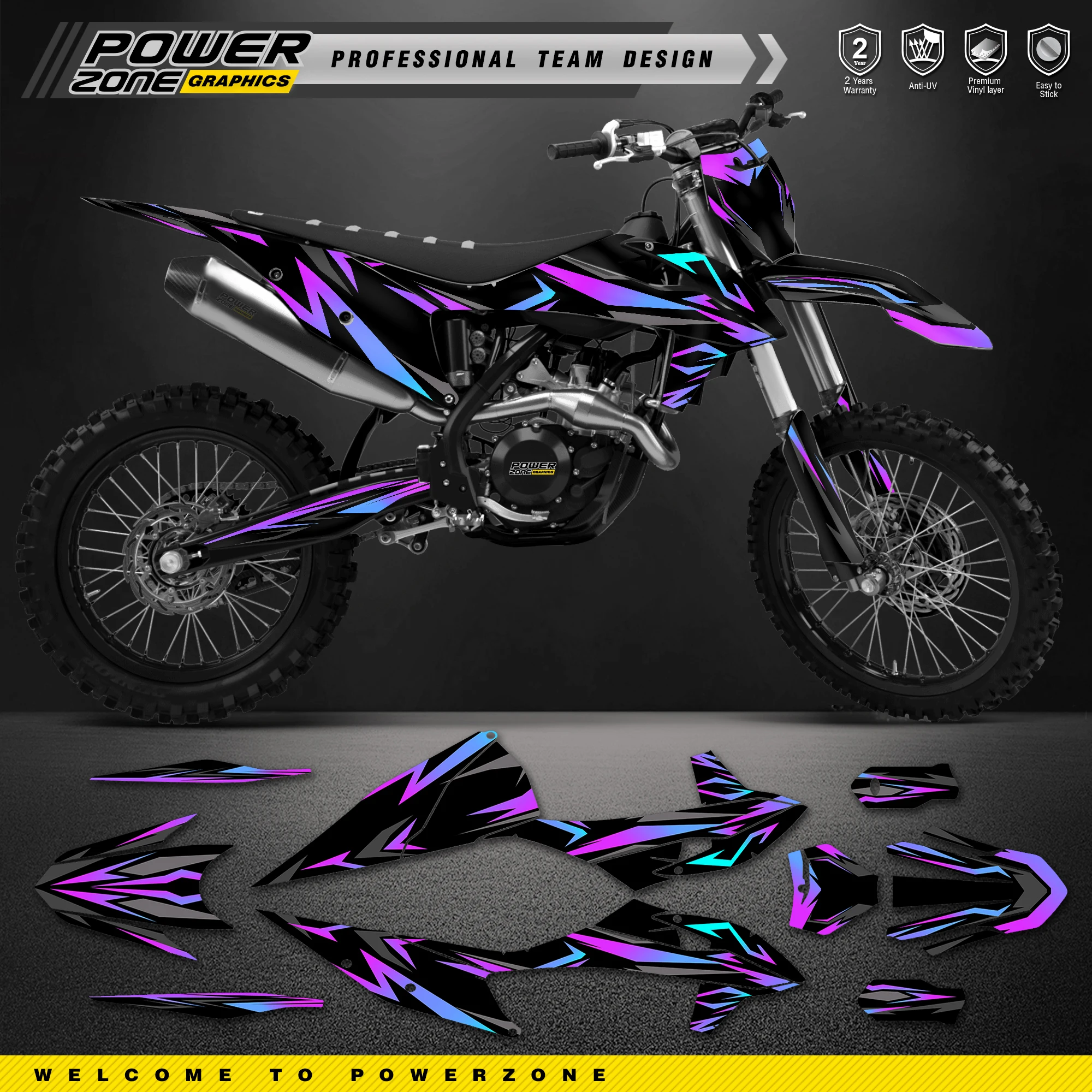 Powerzone-Custom-Team-Graphics-Achtergronden-Stickers-Kit-Voor-Ktm-Sx ...