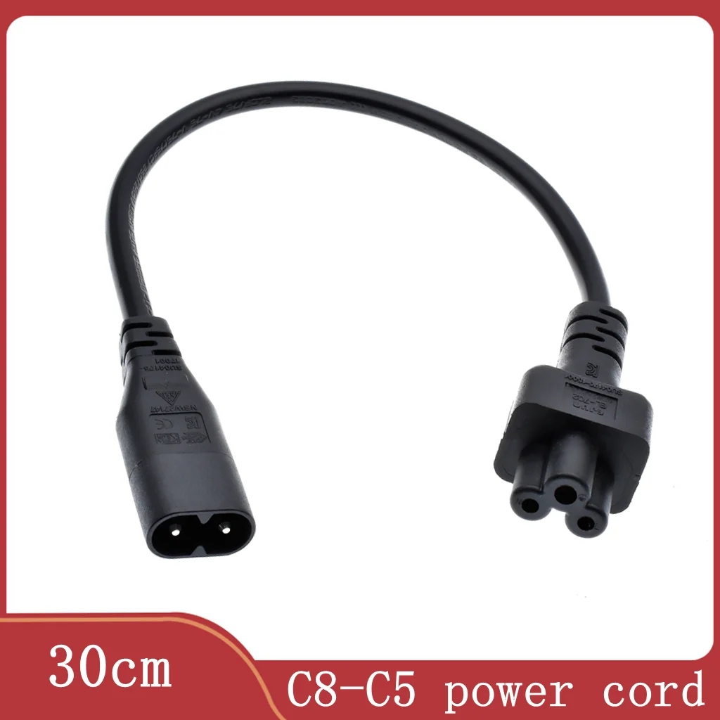 Cable de alimentación IEC320 C8 a C5, adaptador de corriente macho C8 a ...