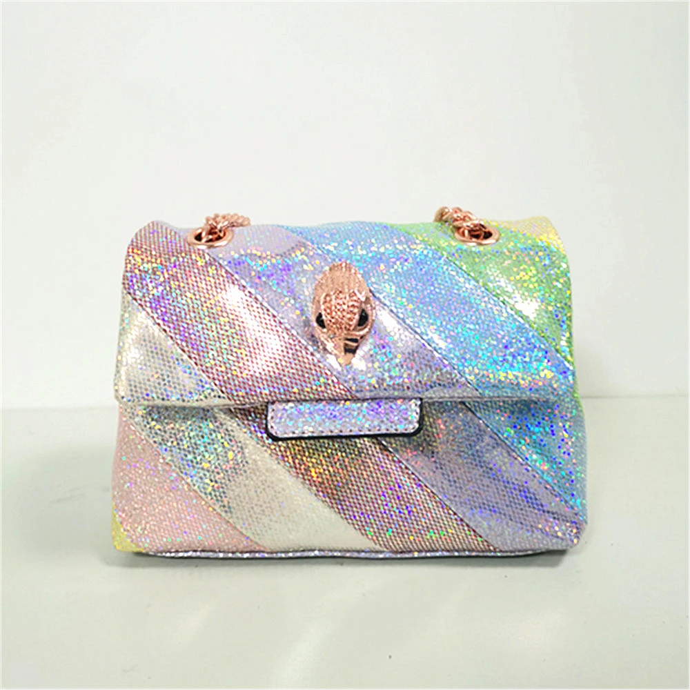 New Arrival Shiny Glitter Mini Rainbow Women Handbag Jointing Colorful ...