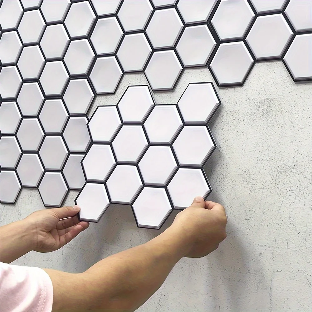 10PCS-3D-White-Tiles-Decorative-Wall-Paper-Easy-To-Stick-And-Peel ...