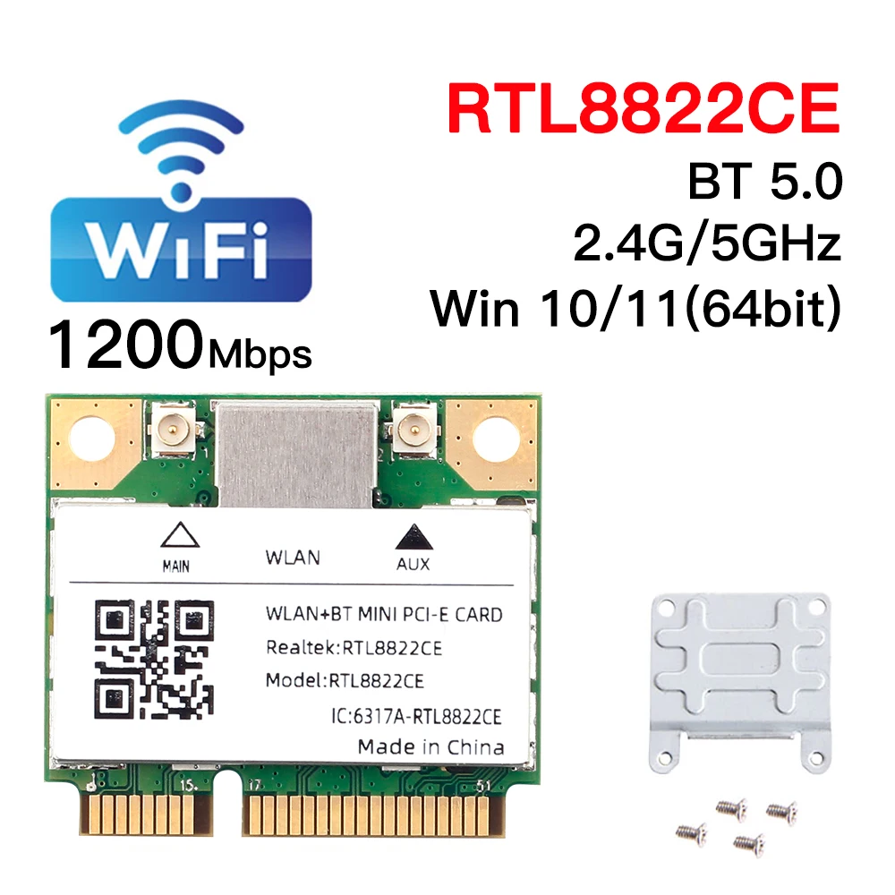1200Mbps-Dual-Band-RTL8822CE-Mini-Pcie-Network-Card-Bluetooth-5-0 ...