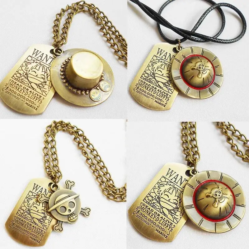 Anime-One-Piece-Necklace-Luffy-Ace-Pirate-Skull-Hat-Pendant-Bead-Chain ...