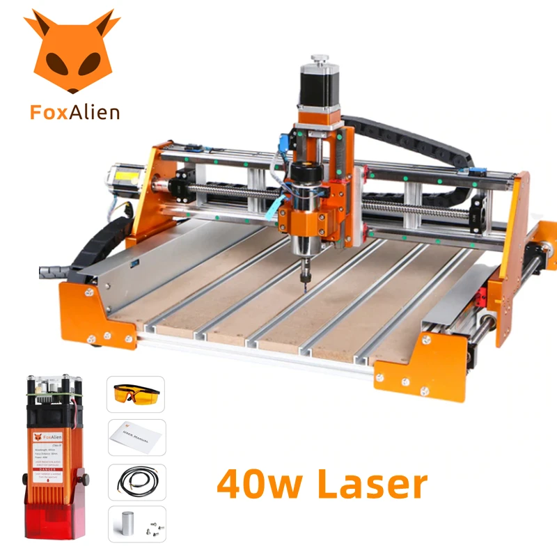 40w lazer ile FoxAlien Vasto CNC Router, 3 eksenli lineer raylar vidalı ...