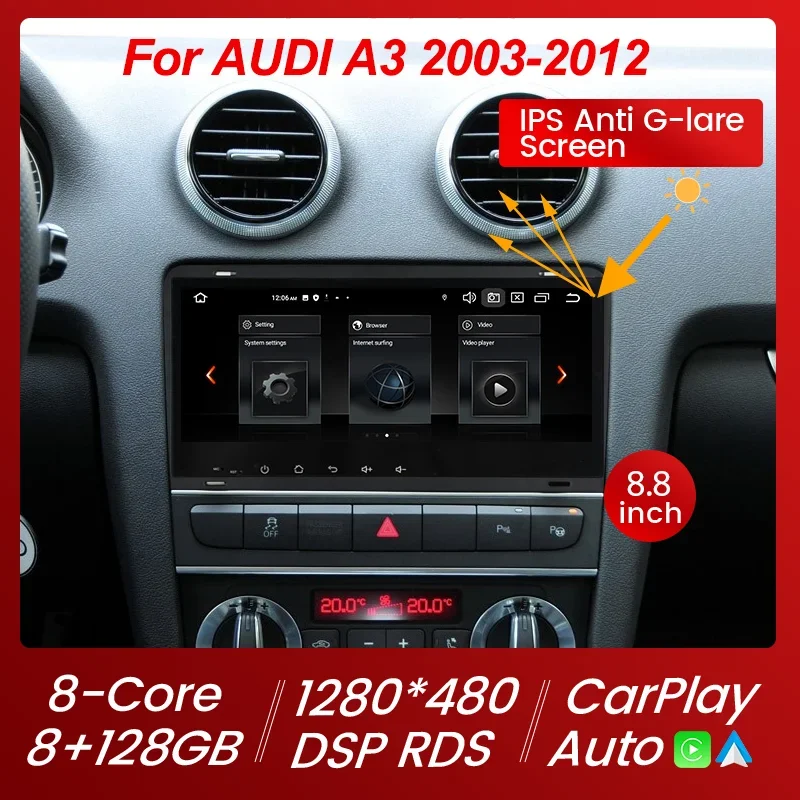 car-For-android-radio-audi-a3-8p-S3-RS3-2003-2012-Headunit-8-128G-8 ...