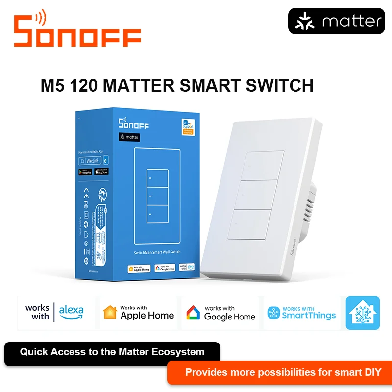 Sonoff M5 Smart Wall Switch WiFi Bluetooth Voice Control Remote Timing ...