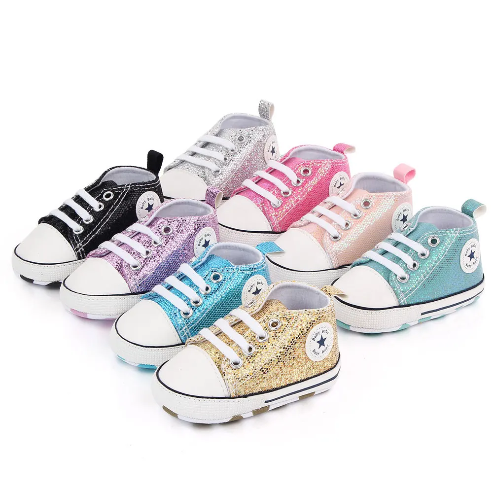 Baby Shoes Newborn Fashion Shining Canvas Sneakers Baby Boys Girls ...