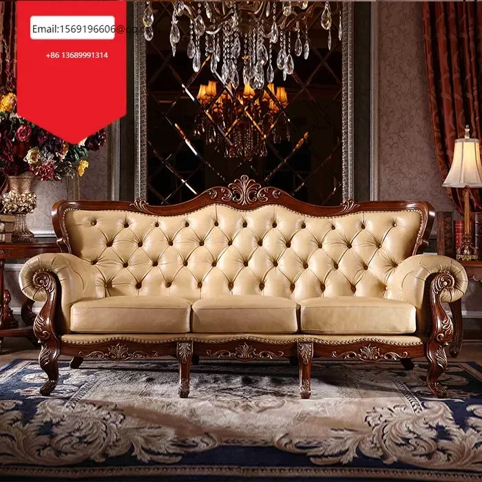 Custom-American-classical-sofa-combined-with-European-carved-leather ...