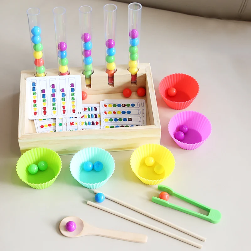 Montessori Early Education Clip Test Tube Color Bead Children Color ...