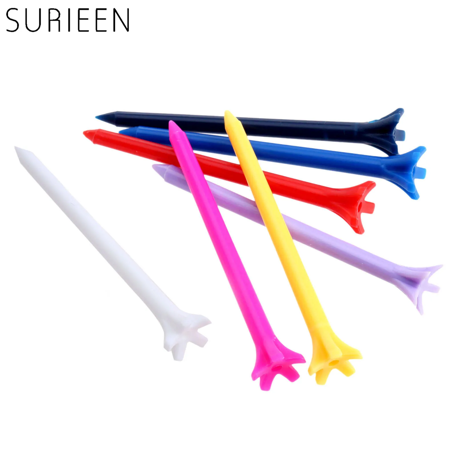 100pcs Multicolors Zero Friction 5 Prong Golf Tees 70mm/2.75" Plastic 5 Claw Less Resistance ...