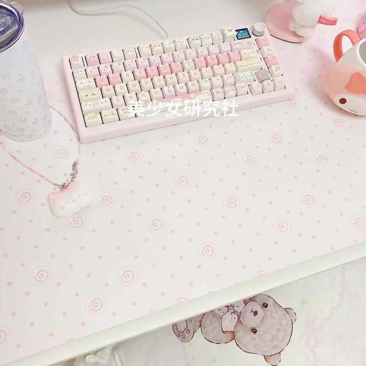 Pink Girl Mouse Pad PU Leather Waterproof Anti-slip Office Study Desk ...