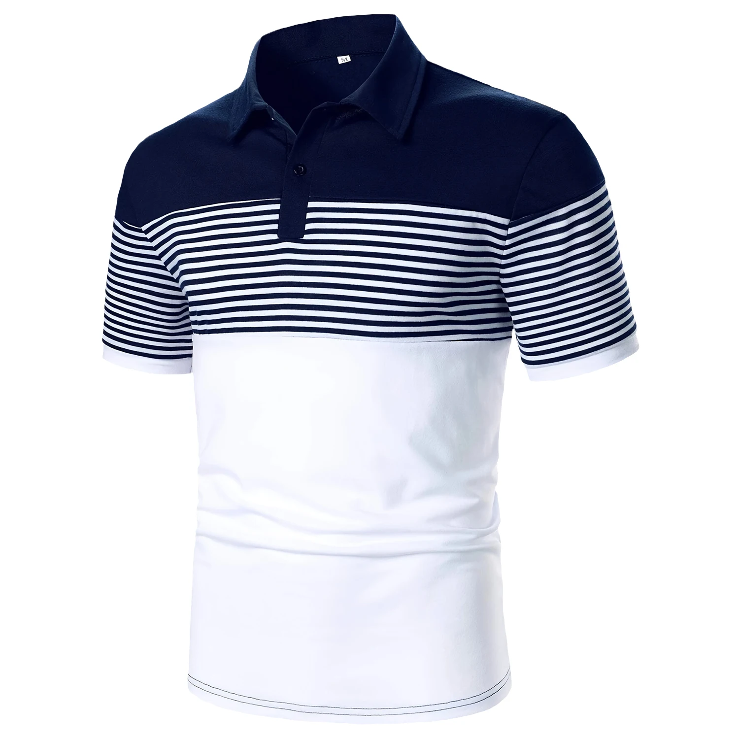 2024-New-Fashion-Men-s-Contrast-Color-Striped-Polo-Shirts-100-Polyester ...