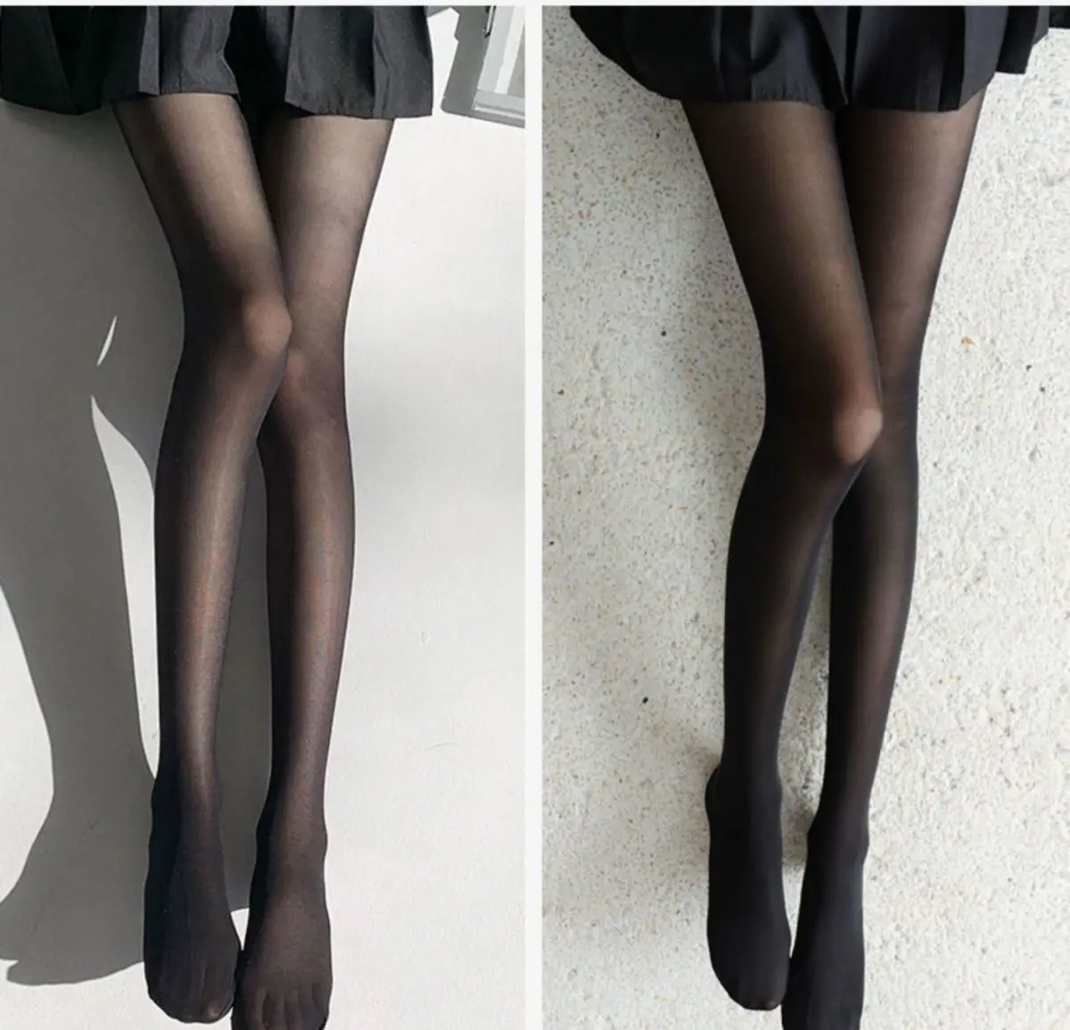 Collant,bas noirs en soie pour femmes, 6 épaisseurs, collants d'été ...