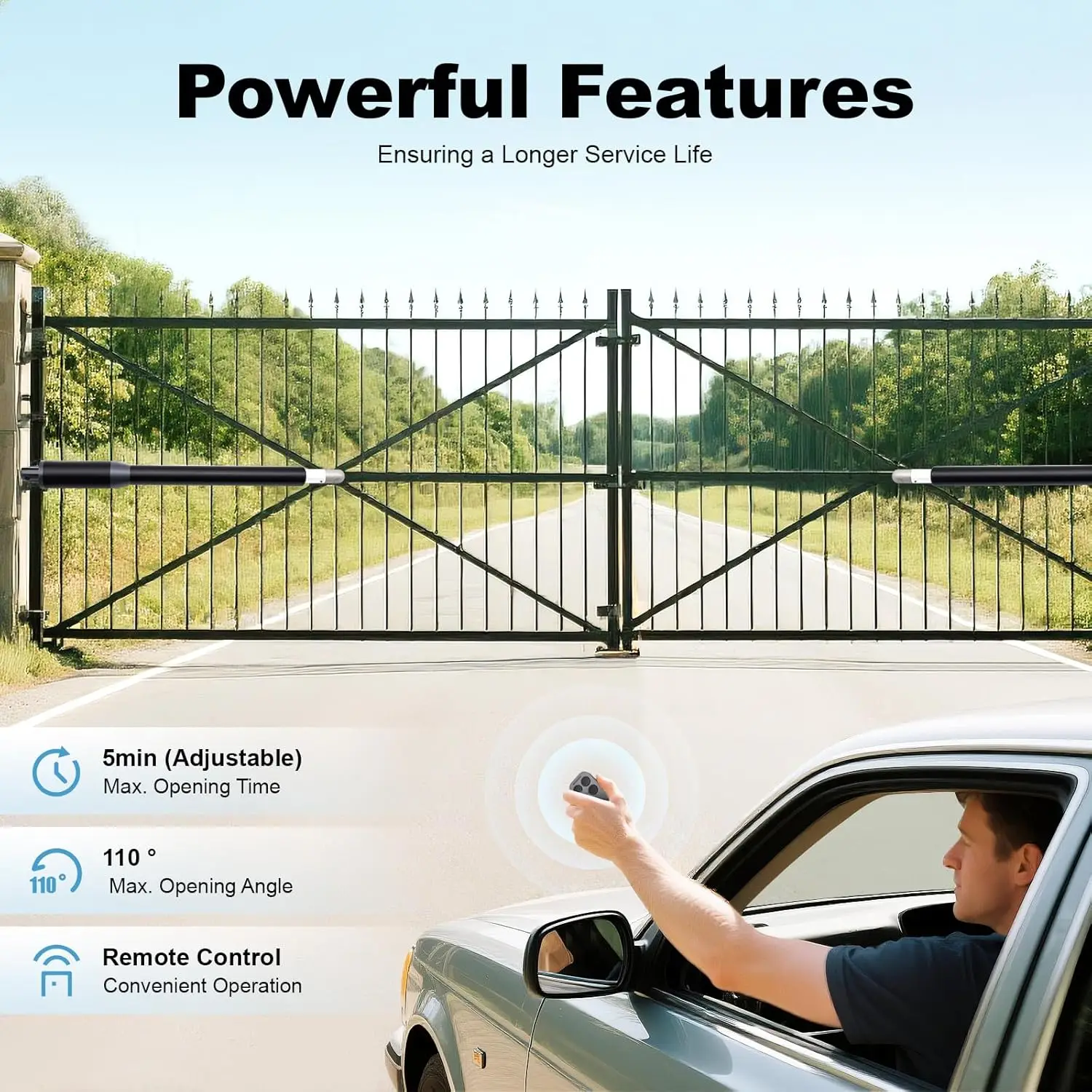 Electric Automatic Dual Arm Swing Gate Opener Up to 660 Lbs For Access ...
