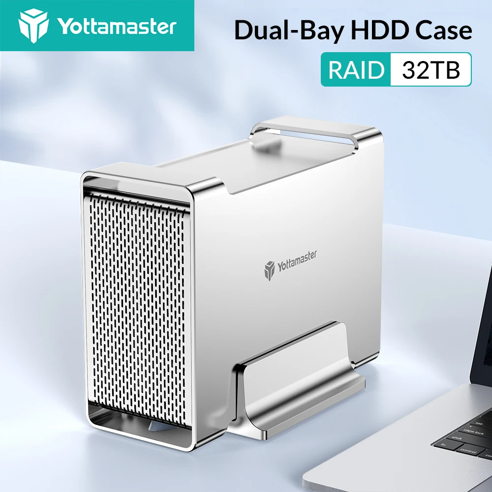 Yottamaster Dual Bay RAID External Hard Drive Enclosure 3.5 inch HDD ...