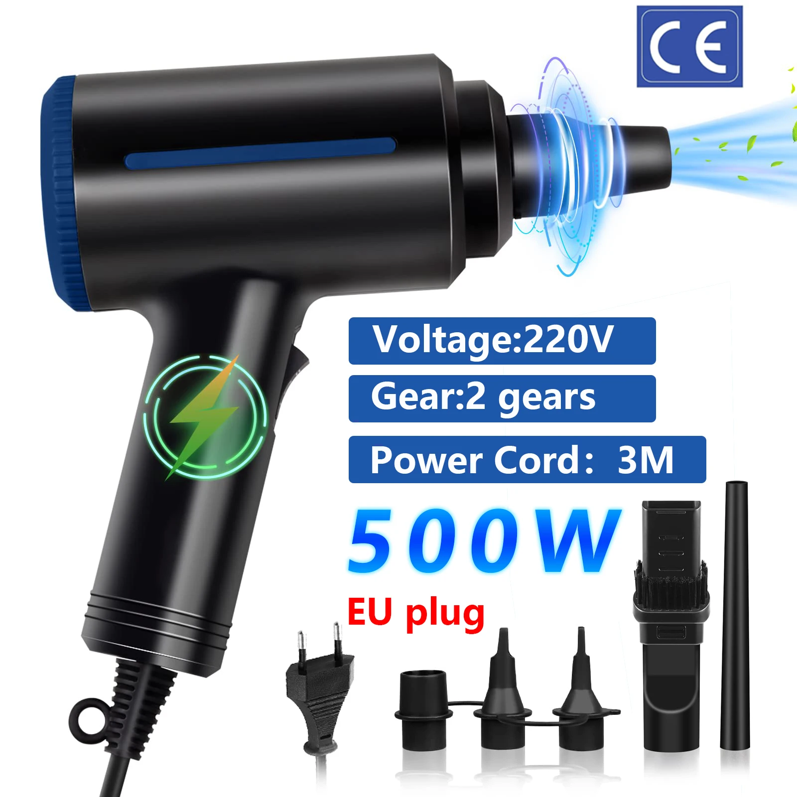 500w Electric Compressed Air Duster Blower & Canned Air Spray For ...