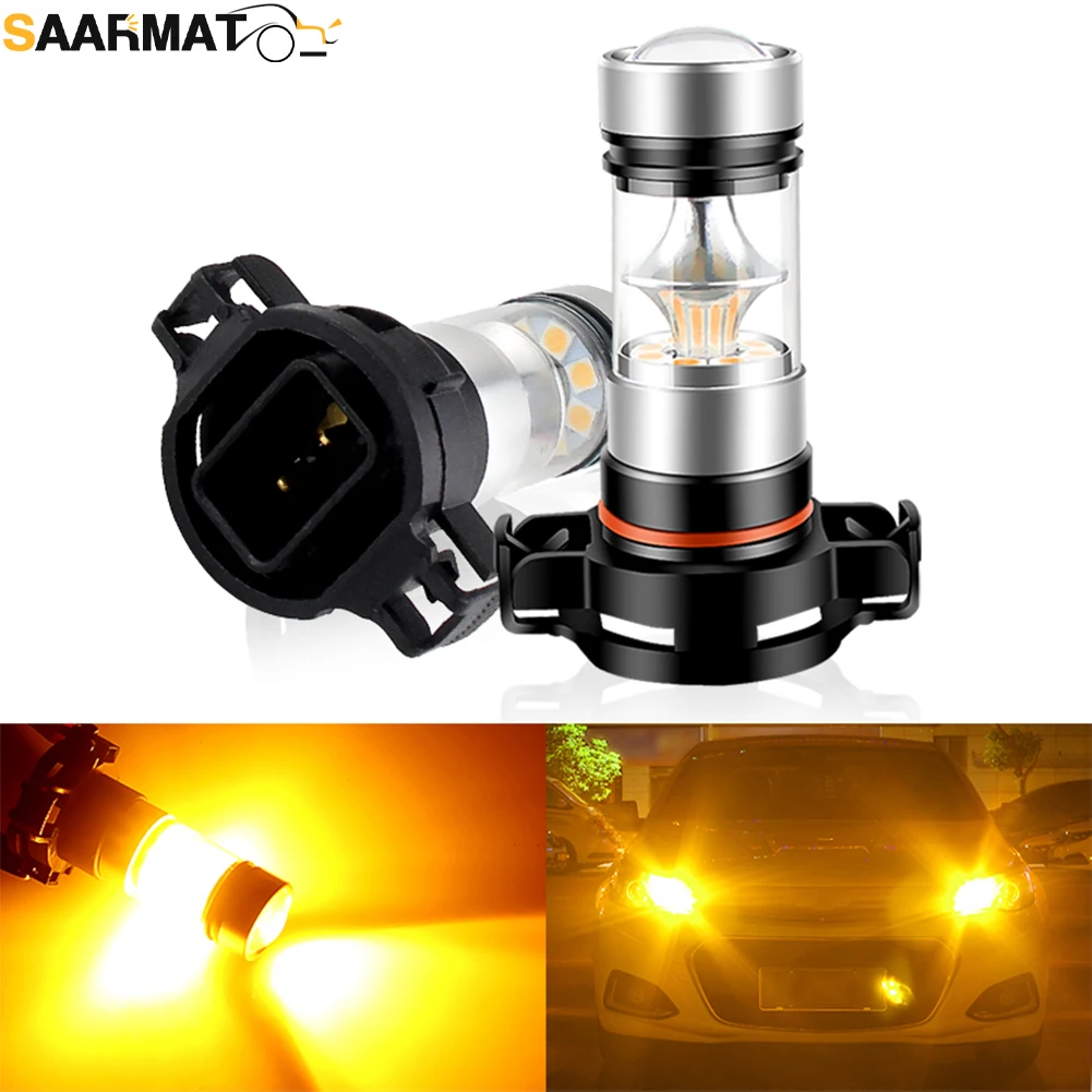 2Pcs100W H16 PY24W 5202 LED Front Car Fog Lights Headlights Daytime ...