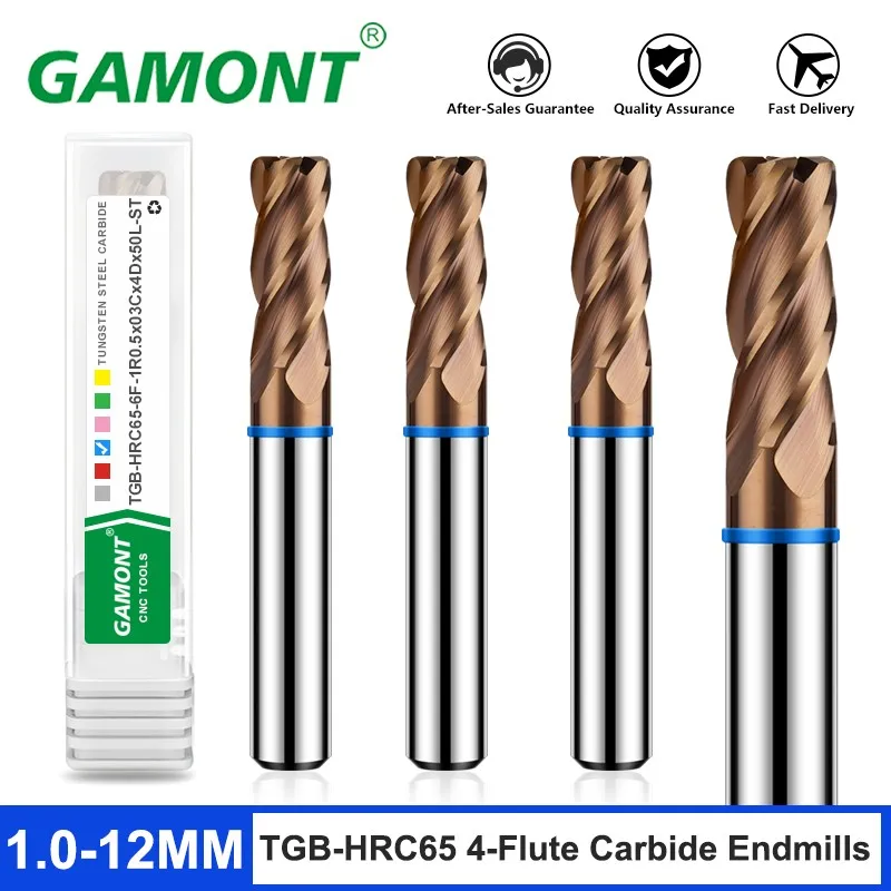 GAMONT TGB-HRC65 4F Color Circle End Mill Tungsten Steel Carbide Alloy ...