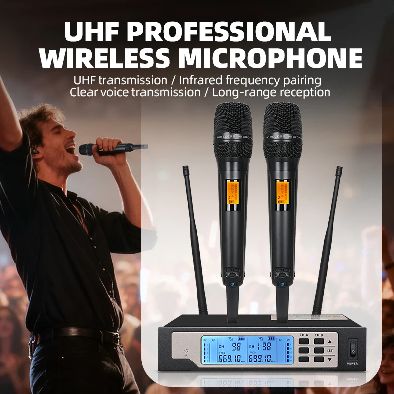 Professional wireless microphone SKM9000 2 channel UHF metal handheld ...