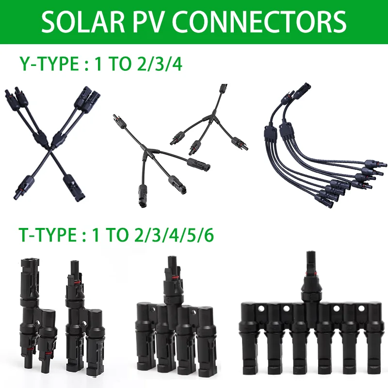 1/5/20/100 Set PV Solar PV Connectors Y Branch T Branch 1 to 2/3/4 ...