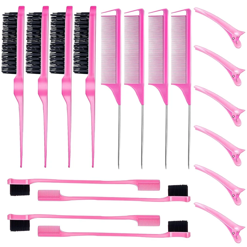 18-Pcs-Hair-Styling-Comb-Set-Rat-Tail-Comb-Double-Sided-Edge-Brush-for ...
