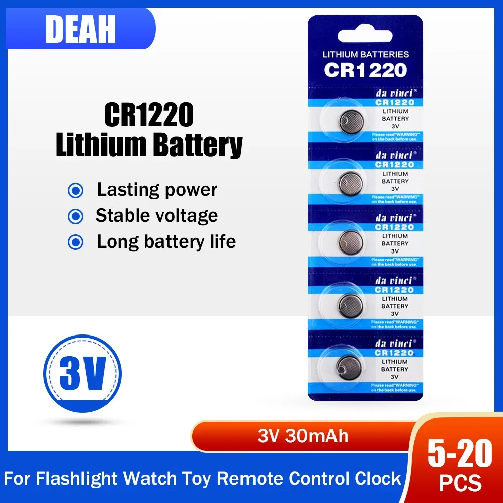 5-20PCS-CR1220-3V-Lithium-Button-Cell-For-Remote-Control-Toys-Watch ...