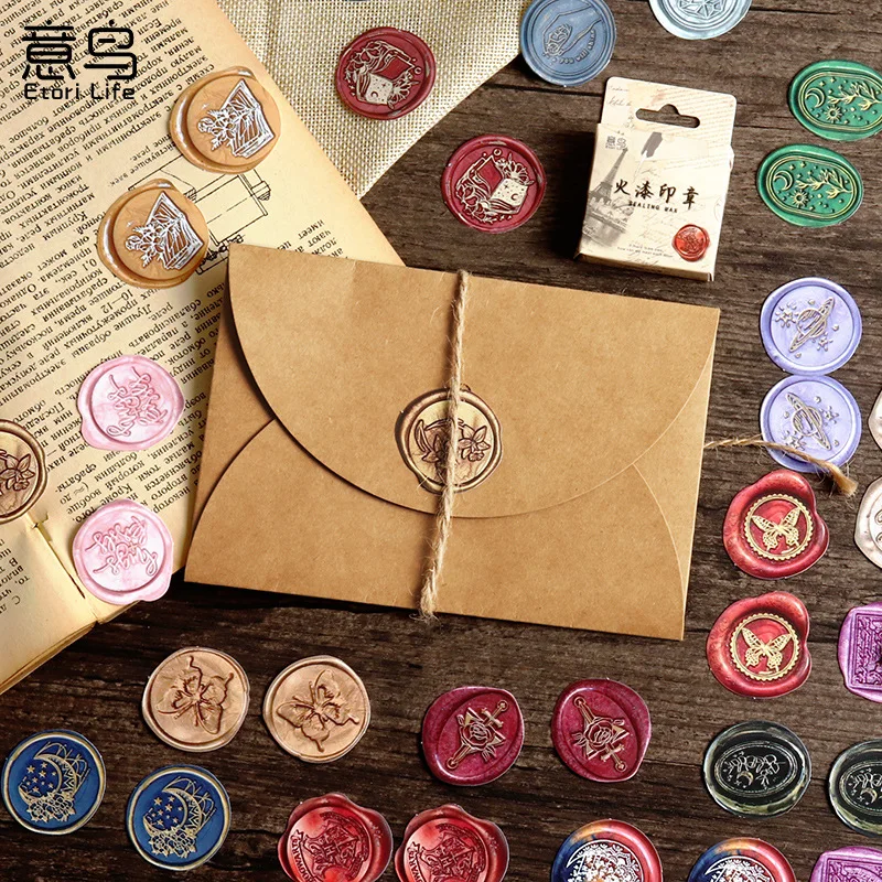 46-Pcs-Vintage-Antique-Sealing-Wax-Sticker-Envelope-Seal-Stickers-For ...
