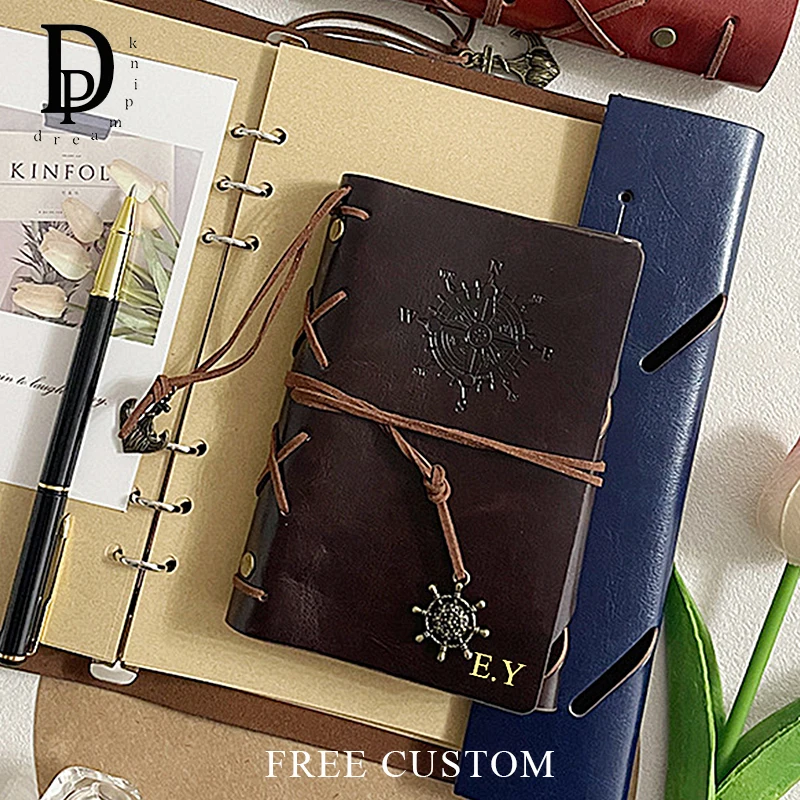 Vintage Engraving A5 A6 A7 Notebook Custom Name Luxury PU Leather Loose ...