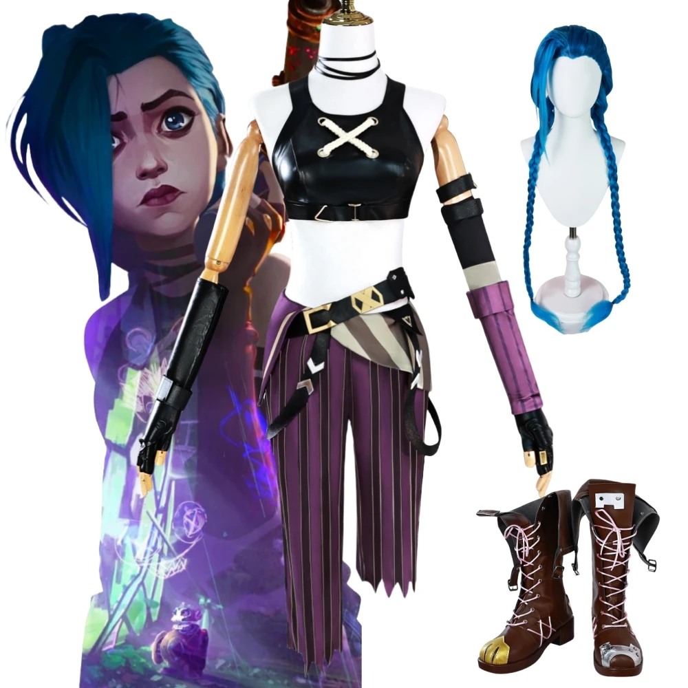 Anime-LOL-Arcane-Jinx-Cosplay-juego-disfraz-peluca-el-ca-n-suelto ...