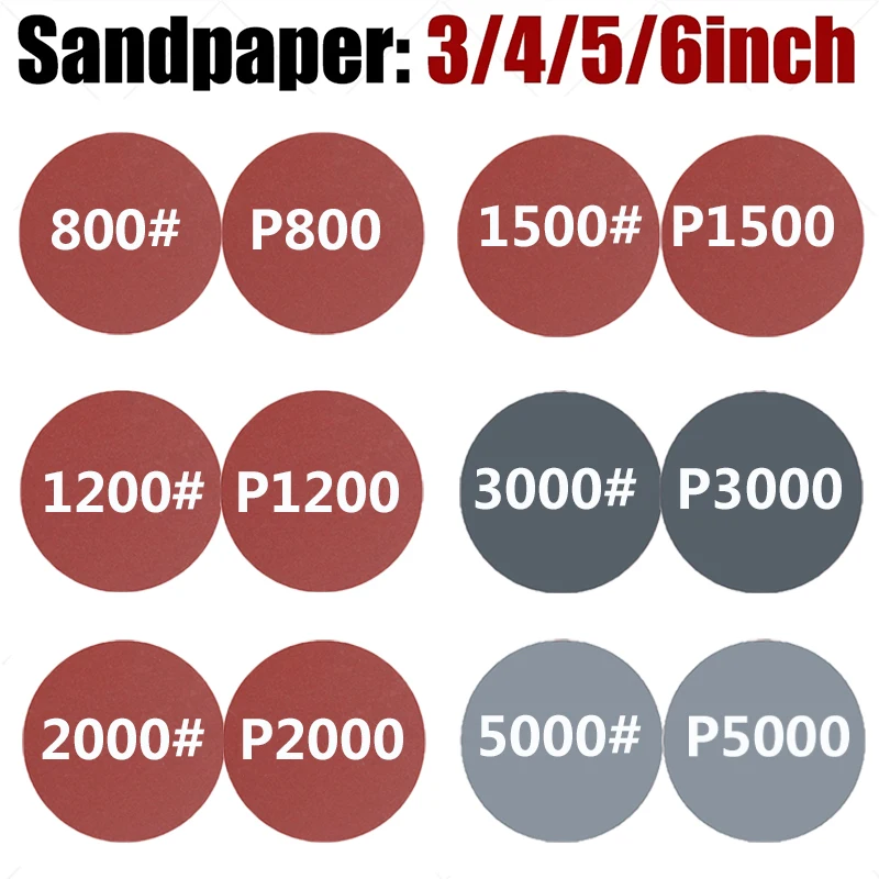 30-15PCS-6-5-4-3inch-Sanding-Disc-Round-Sandpaper-800-5000-Grit-Sand ...