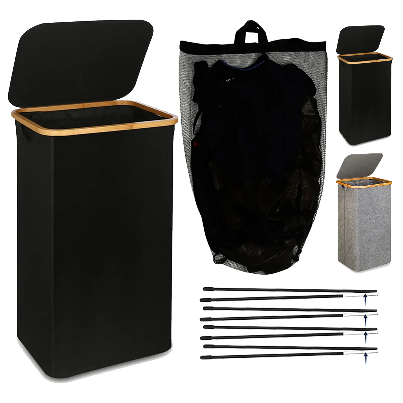 1PC-Dirty-Clothes-Basket-With-Lid-And-Inner-Bag-100-Liter-Laundry ...