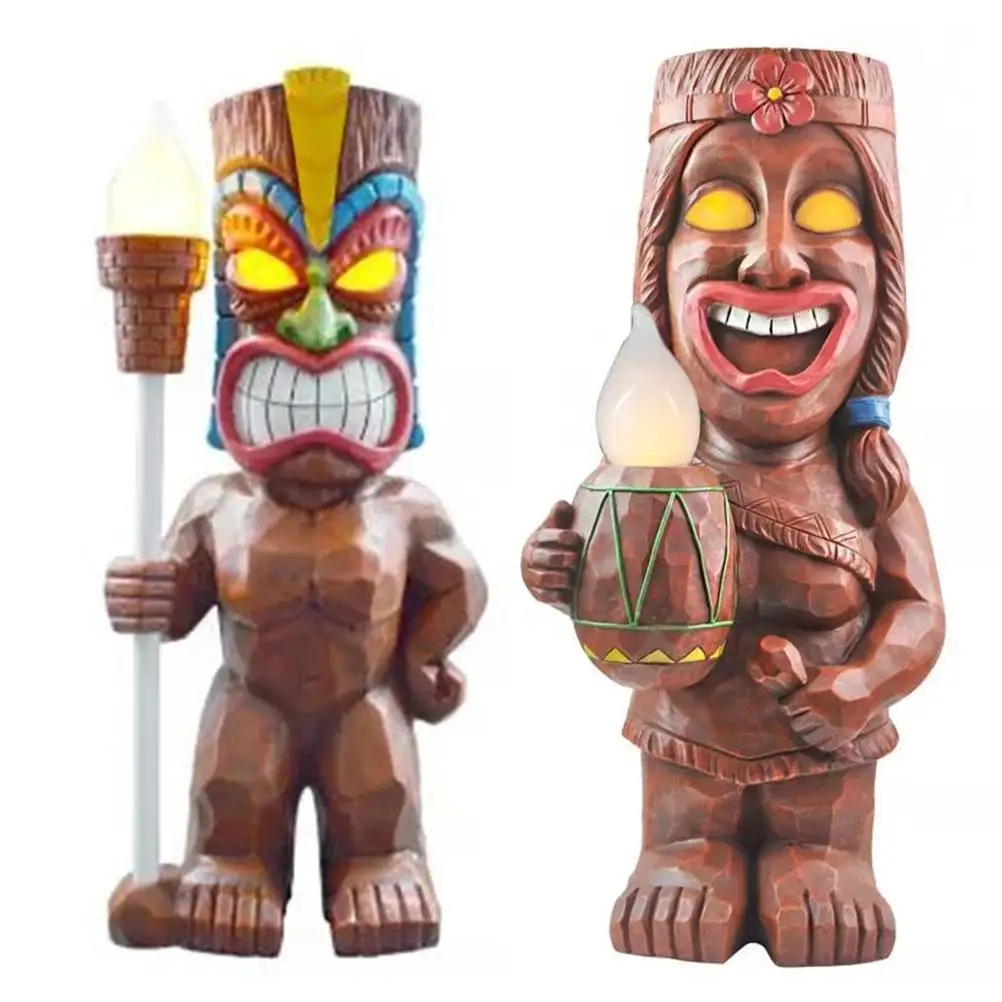 Solar Lights Outdoor Tiki LED Light Solar Totem Figurine Ornaments LED ...